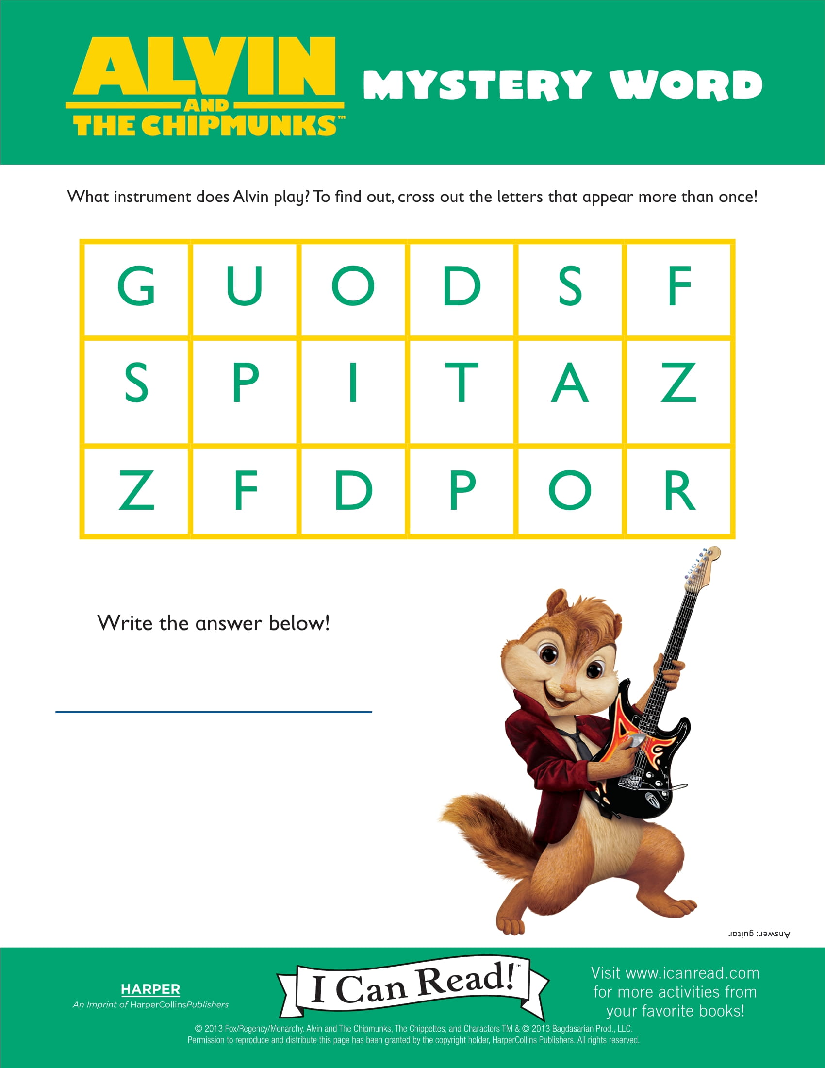 Alvin and the Chipmunks’ Mystery Word