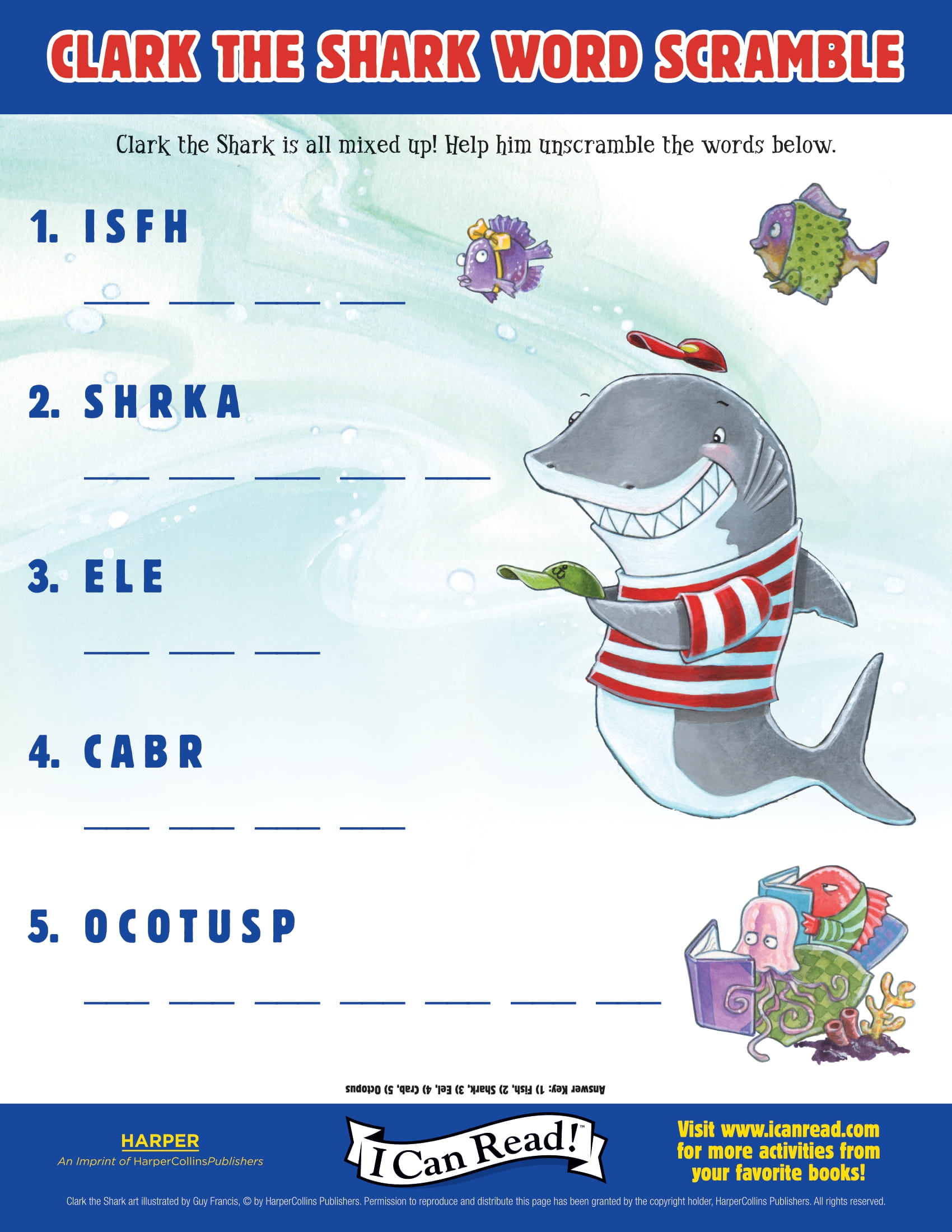 Clark the Shark Word Scramble