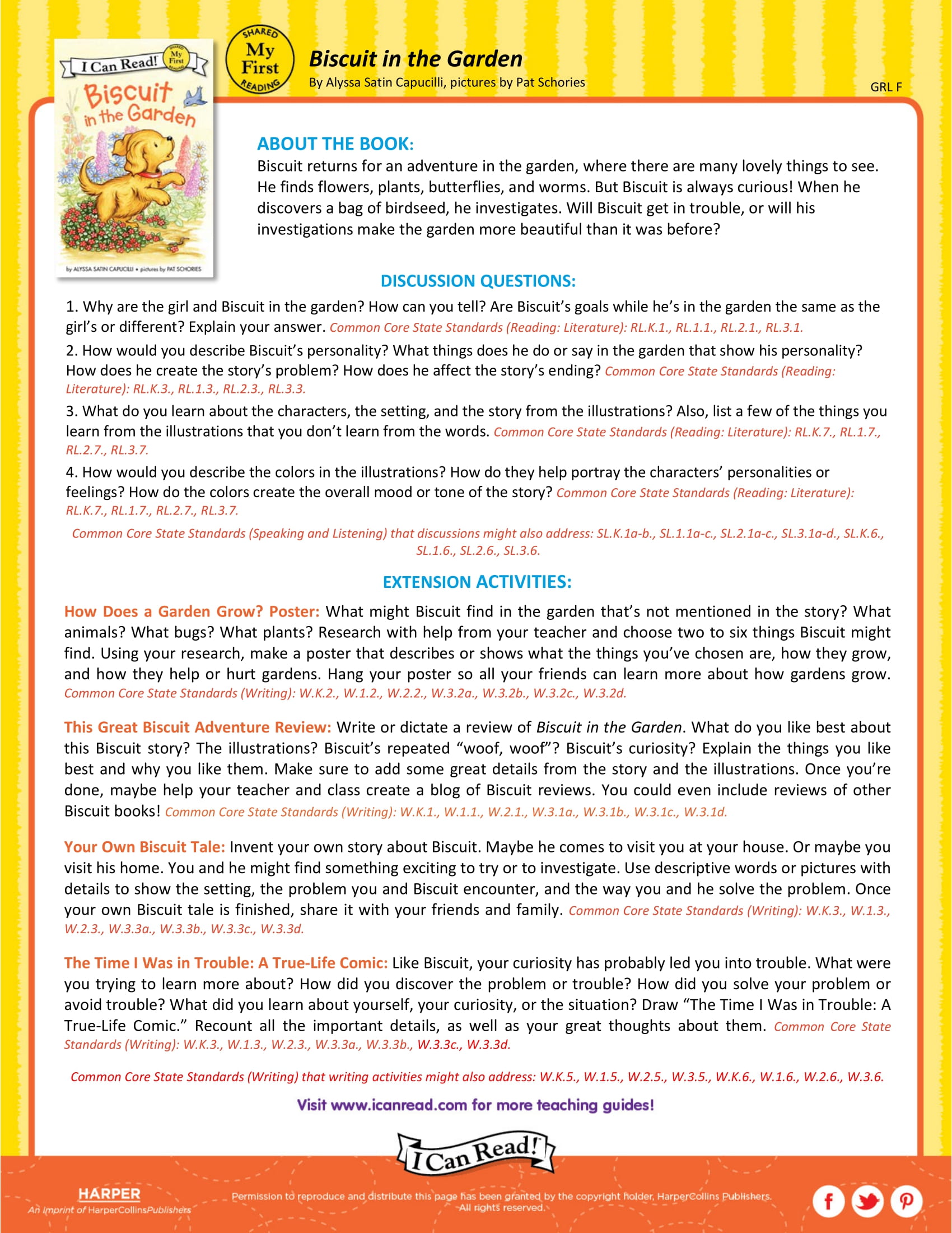 Biscuit in the Garden – Teacher’s Guide