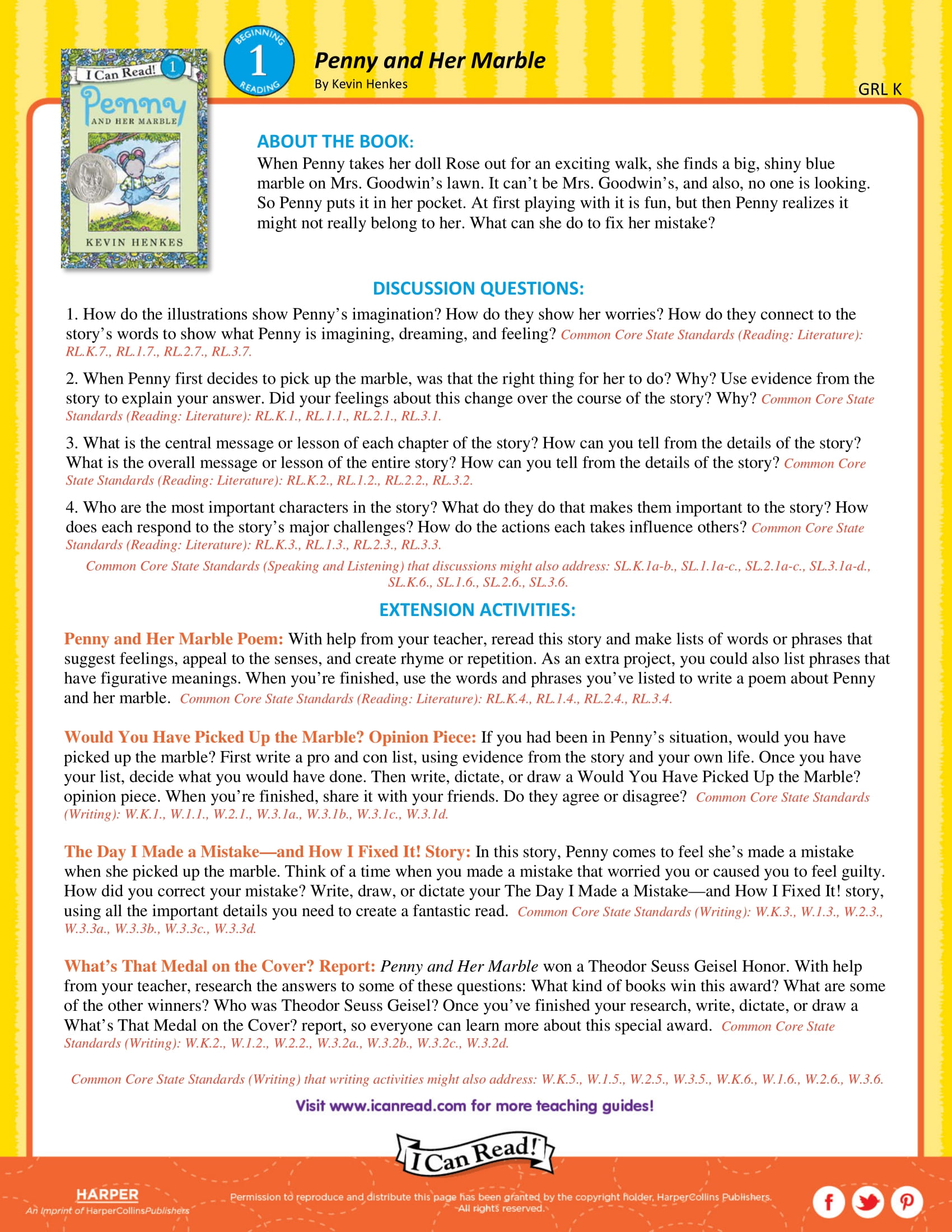 Penny and her Marble – Teacher’s Guide