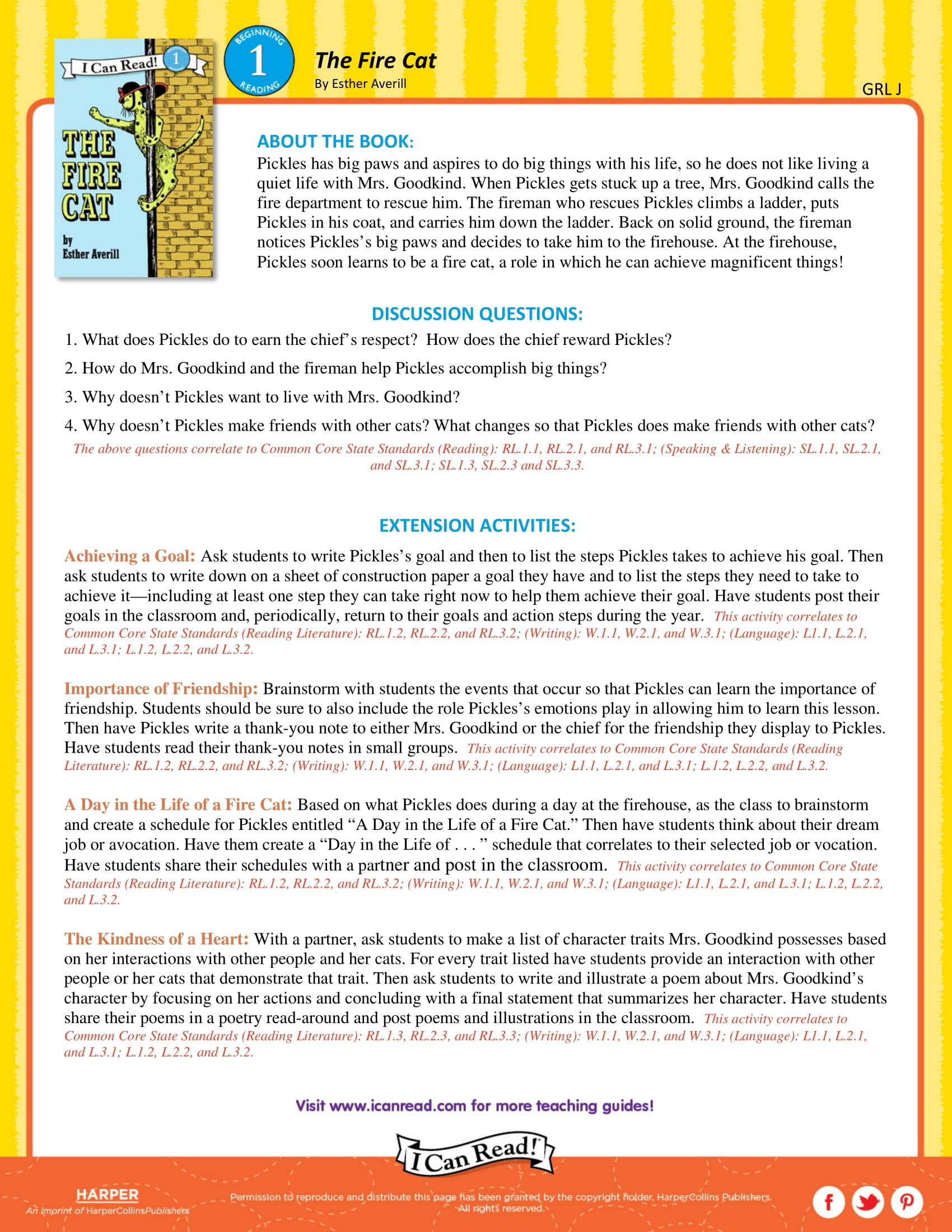 The Fire Cat – Teacher’s Guide