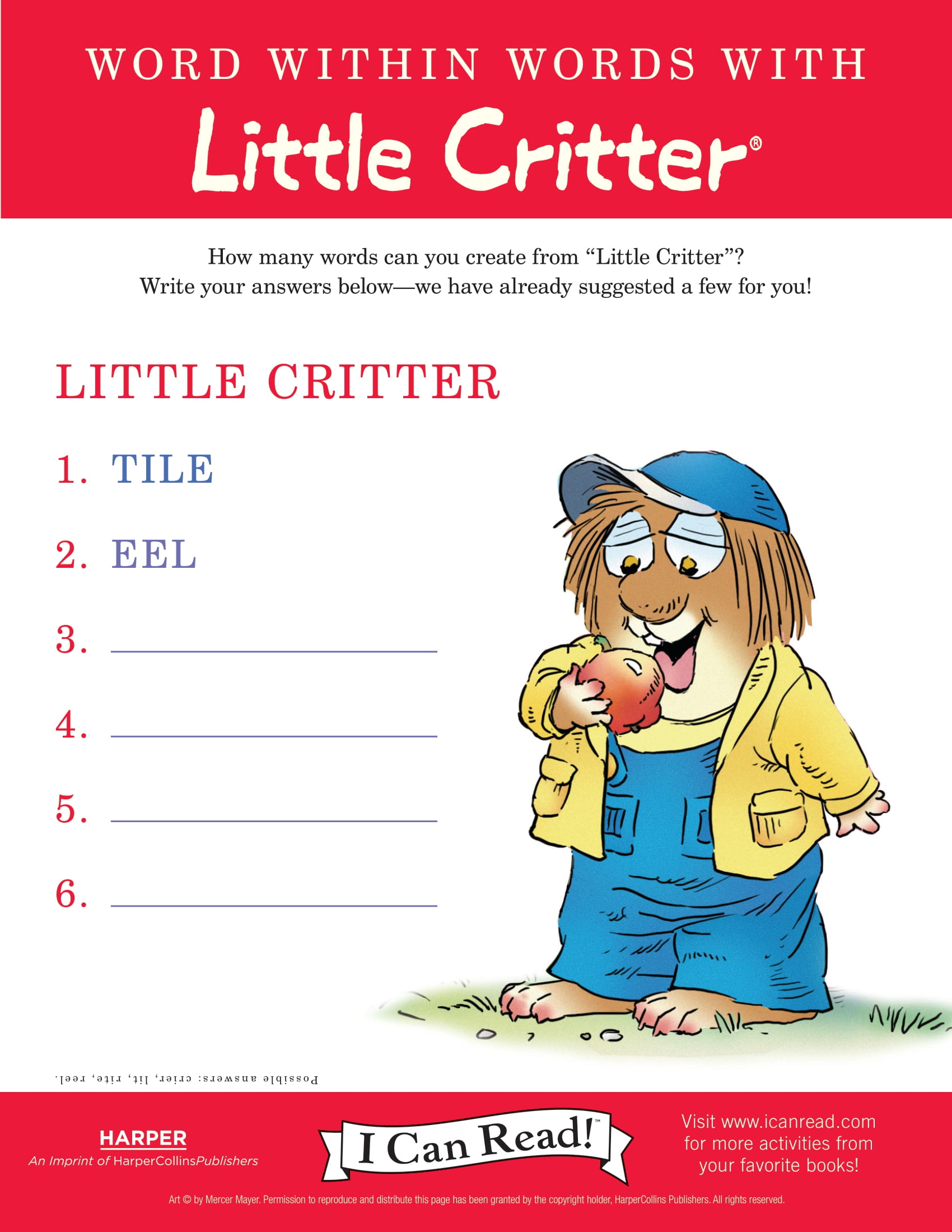 Words within Words with Little Critter