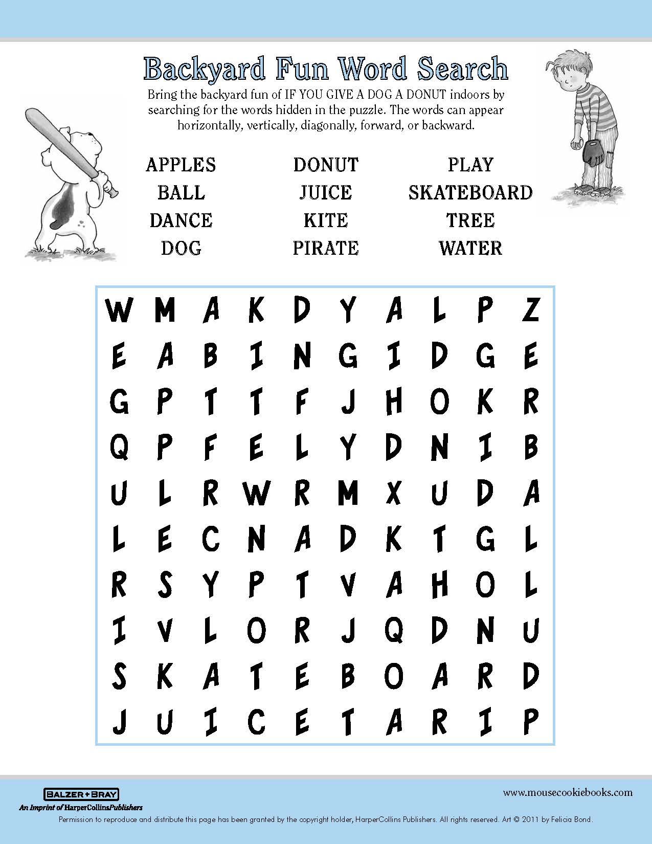 Backyard Fun Word Search