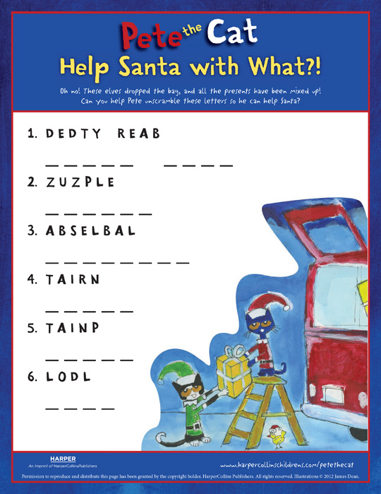 Pete the Cat Saves Christmas: Word Scramble