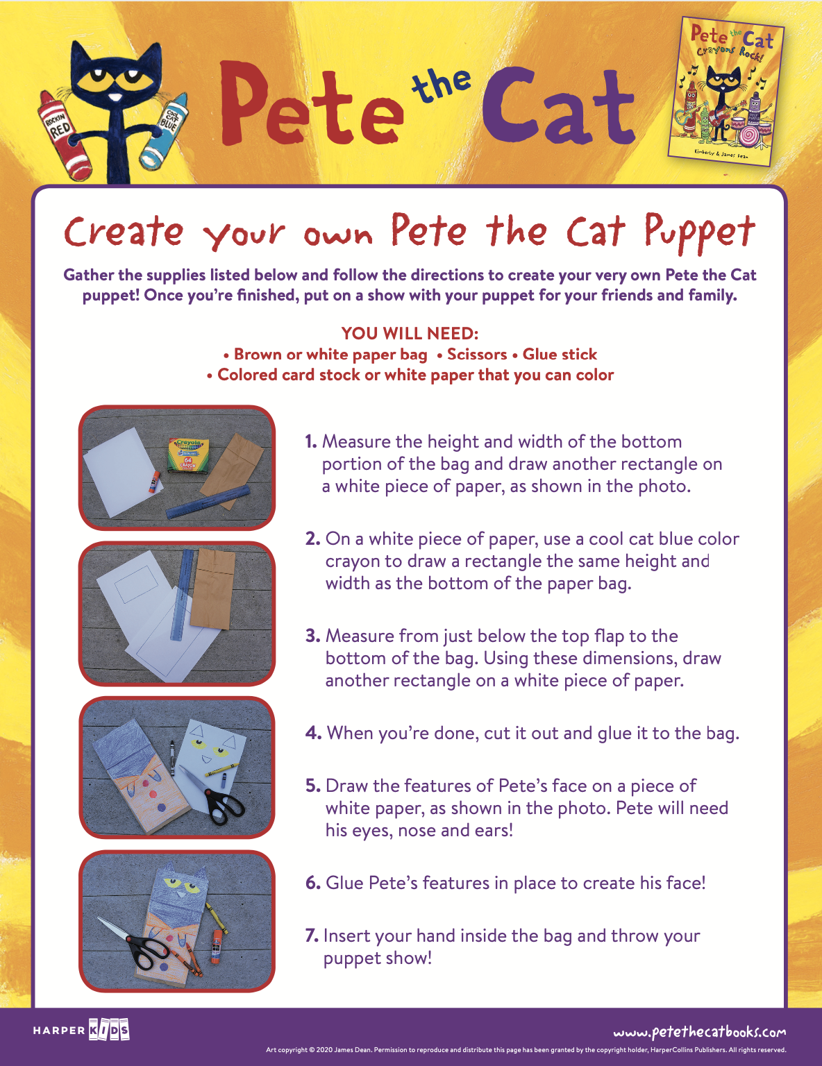 Create your own Pete the Cat Puppet